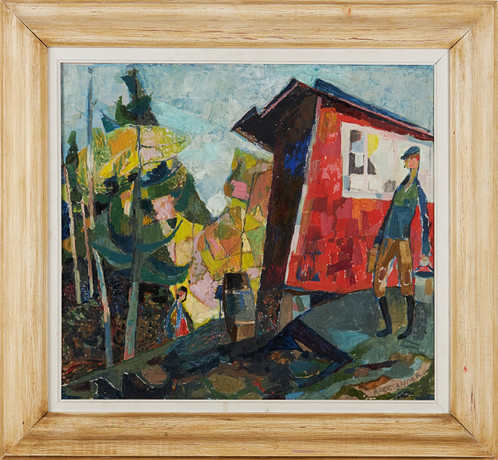 ARMAND ROSSANDER. Rödstuga, olja på duk, signerad. Konst - Måleri ...