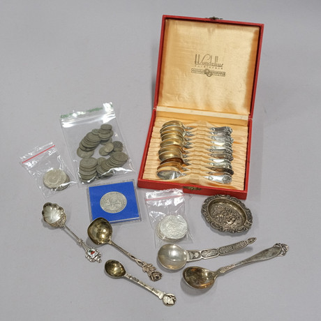 A Collection OF SILVER OBJECTS AND SILVER COINS. Silver & Metals ...