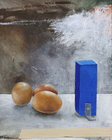 PER GUNNAR THELANDER. "Tre ägg", olja på duk, signerad, 1995. Konst ...