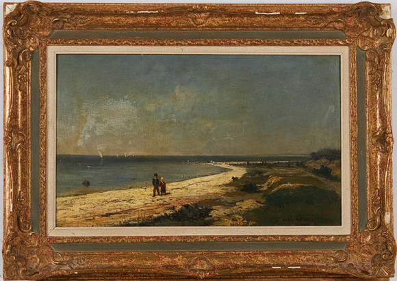 OLOF HERMELIN (1827-1913). Children at the edge of the beach, oil on ...