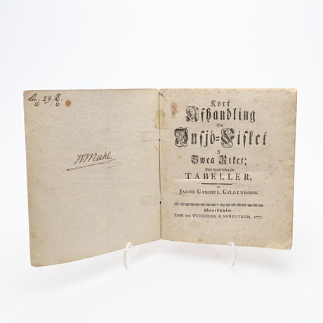 JACOB GABRIEL GYLLENBORGS SÄLLSYNTA AFHANDLING OM INSJÖ-FISKET I SWEA ...