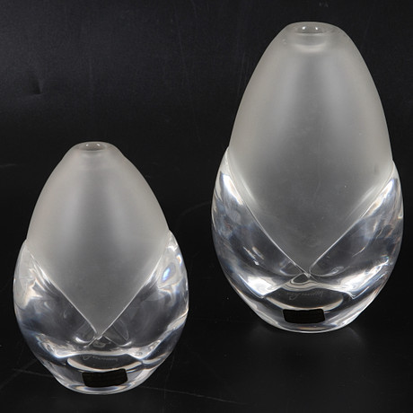 MATS JONASSON. Vaser, 2 st, "Pussy Willow", Målerås, 1900-tal. Glas ...