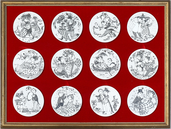 BJÖRN WINBLAD, wall plaques, 12 pcs. Ceramics & Porcelain - European ...