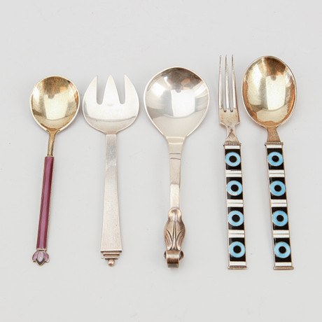 SILLGAFFEL, Georg Jensen, SKED, David Andersen, samt 2 st skedar och ...