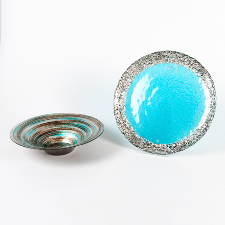 BARS and BOWLS. 2 large pieces of glass "Monna", handmade. Glass ...