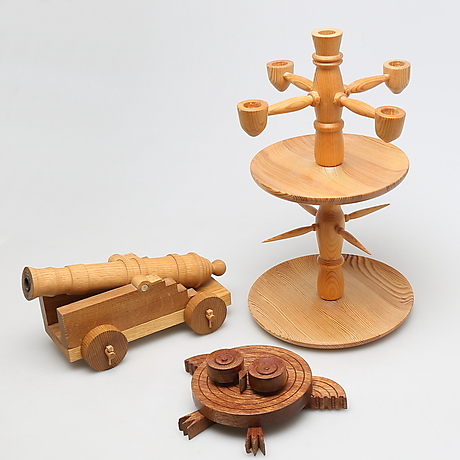 UTENSILIOS DE MADERA en madera dura, 3 partes, incluido un portavelas ...