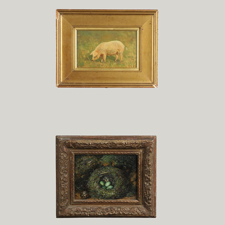 ARTHUR LEMON (1850-1912). A PINK PIG. Art - Paintings - Auctionet