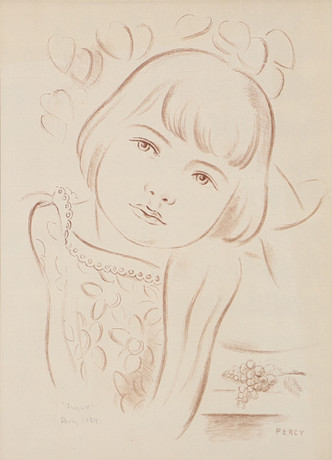 ARTHUR PERCY. Flickporträtt, "Ingrid", färglitografi, signerad Percy ...