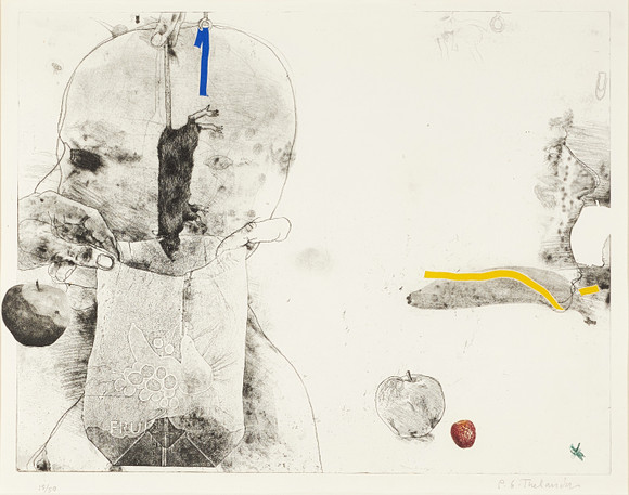 PER GUNNAR THELANDER. Figurkomposition men jordgubbe, signerad P.G ...