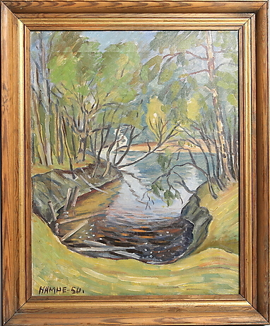 HAMPE SVANBERG. Motive of a water course, oil on canvas, signed and ...