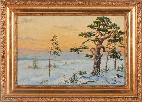 KARL ROSEN (1864-1934). Vinterlandskap, olja på papp-pannå, signerad ...