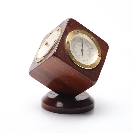 TABLE CLOCK WITH THERMOMETER AND BAROMETER, mahogany, 1900s. Clocks ...
