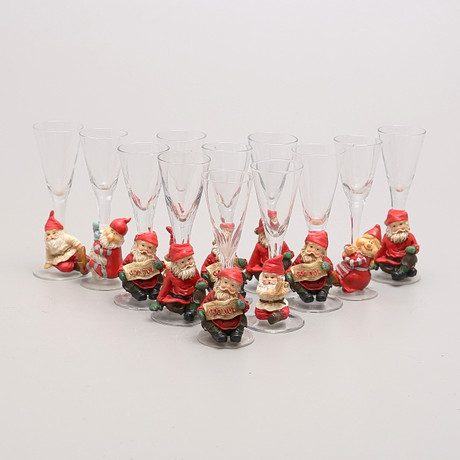 SNAPSGLAS MED TOMTAR, 12 st, samtida. Glas - Bruksglas - Auctionet