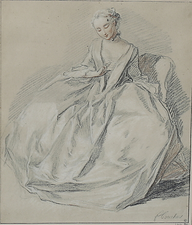 FRANCOIS BOUCHER. Lithograph, hand-colored, signed with watermark. Art ...