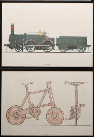 ANDERS ÖSTERLIN. Litografiska tryck, Prins August 1856.samt Träcykel ...