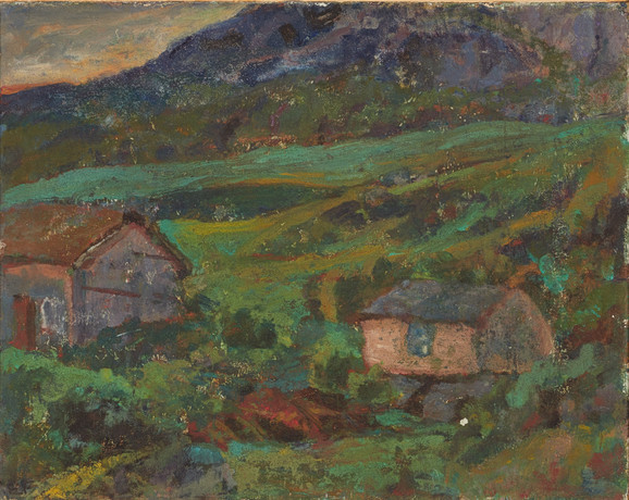 ELLEN FISCHER (Danmark, 1889–1966), Norsk fäbod, monogramsignerad EF ...