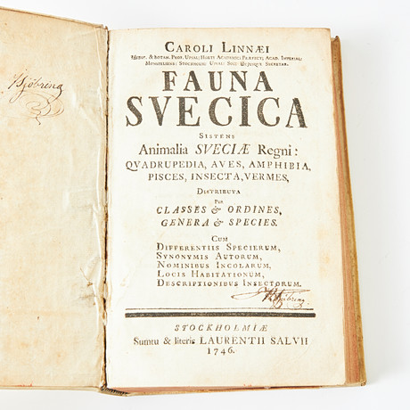 LINNÉ, FAUNA SVECICA, Stockholm 1746. Books, Maps & Manuscripts - Books ...