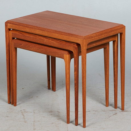 Three nesting tables / side tables, teak (3). Furniture - Tables ...