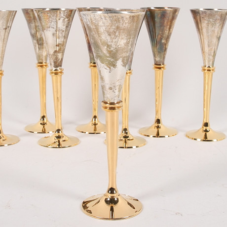 GUNILLA LINDAHL. Snapsglas, 8 st, nysilver & mässing, Scandia Present ...