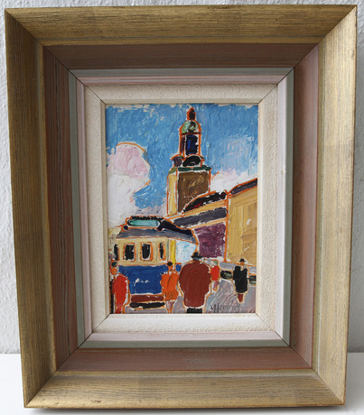 WILHELM HENNING. "Kristinekyrka". Oil on Board, sign. Art - Paintings ...