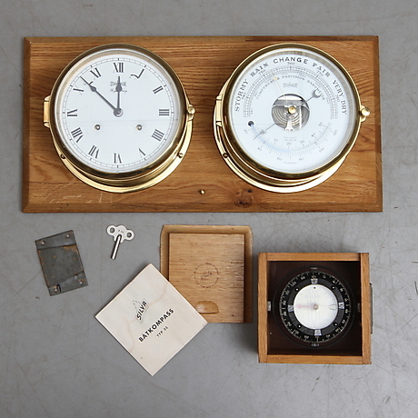 SHIP CLOCK, BAROMETER, Stockburger and COMPASS, Silva, 1900s ...