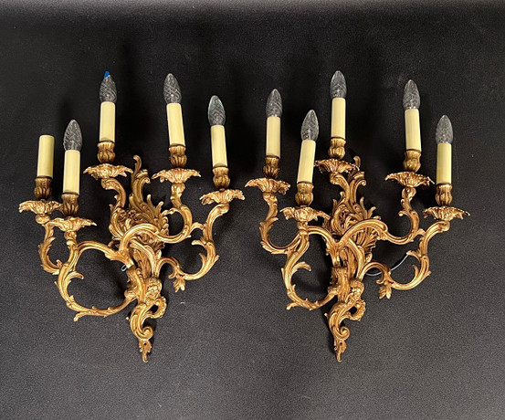 Peris Andreu pair of wall appliques in the Rococo style. Lighting ...