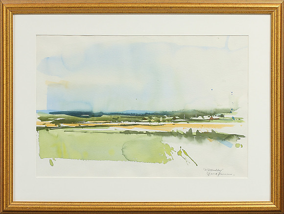 LARS A PERSSON. "Slättlandskap", akvarell, signerad. Konst - Måleri ...