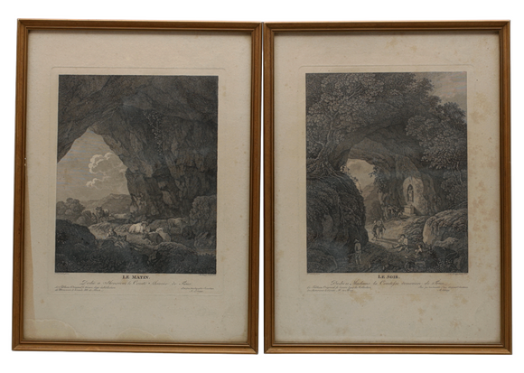 GRAVYRER, 2 st, "Le Matin" samt "Le Soir", signerade Dietrich pinx ...