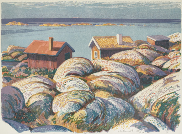 ROLAND SVENSSON. "Soldag på Utskär", signerad och numrerad ...