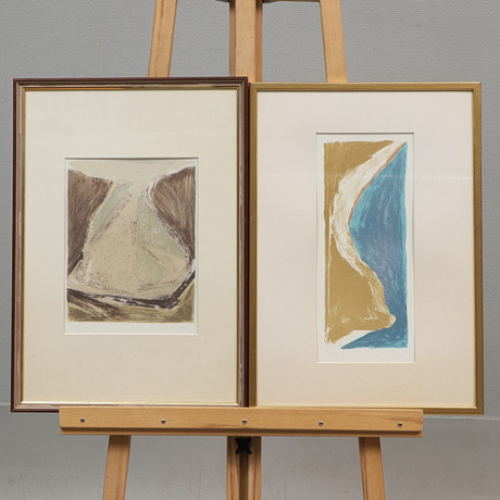 GERT ASPELIN. Color lithographs, 2 pcs. composition, signed, numbered ...