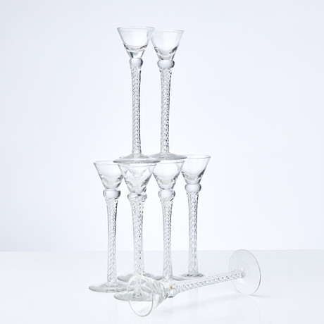 SNAP GLASS, 8 pcs., on a tall foot with enclosed air coil in the foot ...