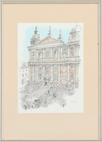 EBBE FOG. lithography, signed, numbered 48/300, Kalmar motif. Art ...