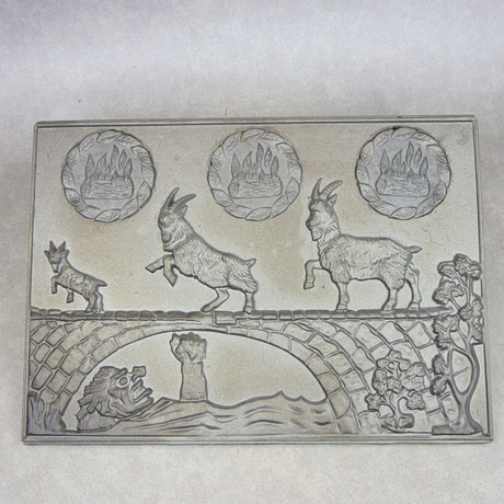 SEAT OVEN PLATE, cast iron, motif Bockarna Bruse, 1900s. Miscellaneous ...