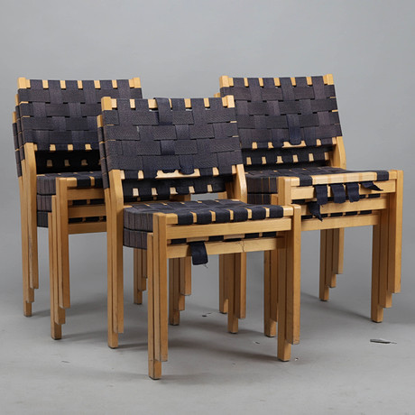 ALVAR AALTO. Chairs, 8 pcs, birch, "Model 611", for Artek, Finland. Furniture - Armchairs ...