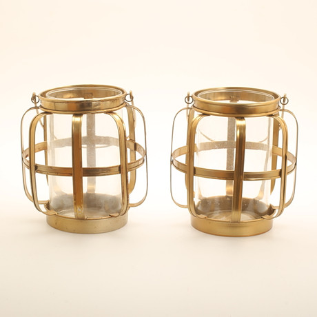 LJUSLYKTOR, ett par, mässing och glas, samtida. Belysning & Lampor ...