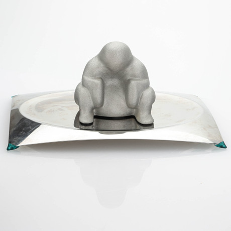 PHILIPPE STARCK. Sculpture "DÉDÉ" and dish, aluminium, for Alessi ...