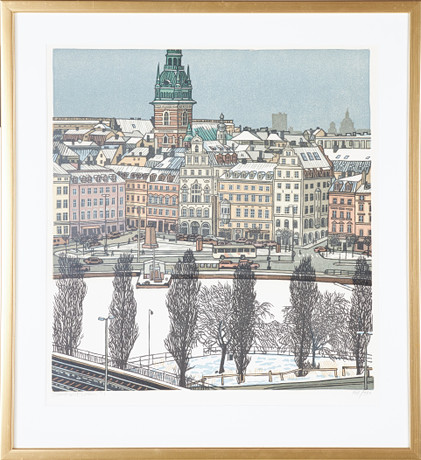 SVEN-OLOF EHRÉN (1927-2004). Stockholm motif, color lithography, signed ...