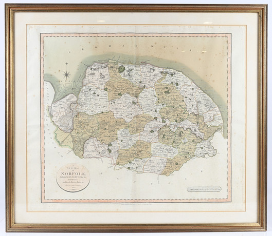 JOHN CARY: A NEW MAP OF NORFOLK DIVIDED INTO HUNDREDS, 1807. Books ...