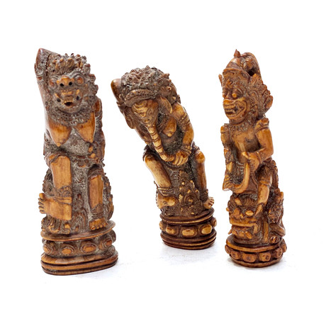 THREE FIGURES OF HINDU GODS ON CARVED BONE. Art - Sculptures & Bronzes ...