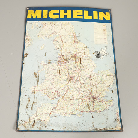 A METAL MICHELIN WALL MAP. Miscellaneous - Miscellaneous - Auctionet