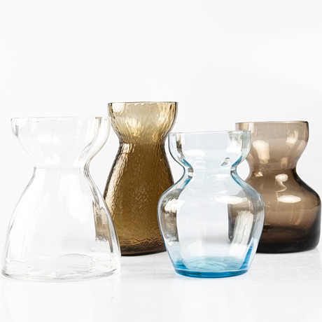 VASES, 4 pcs, so-called onion vase, hyacinth glass. Glass - Art glass ...