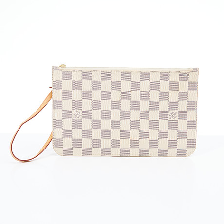 LOUIS VUITTON, “Neverfull clutch pochette damier azur monogramcanvas ...