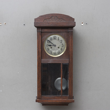 WALL CLOCK, oak, art nouveau, Friedrich Mauthe und Söhne. Germany ...
