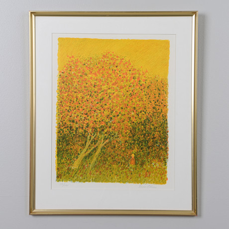 KARIN OLSSON. "Brittsommar", litografi, signerad och nurmerad 37/195. Konst - Grafik - Auctionet