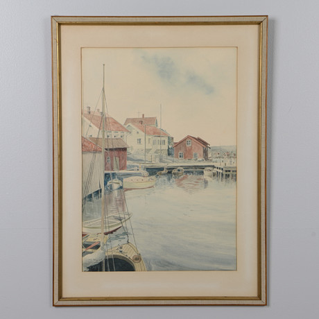 KARL HJALMAR BERGQUIST. "Gullholmen", akvarell, signerad. Konst ...