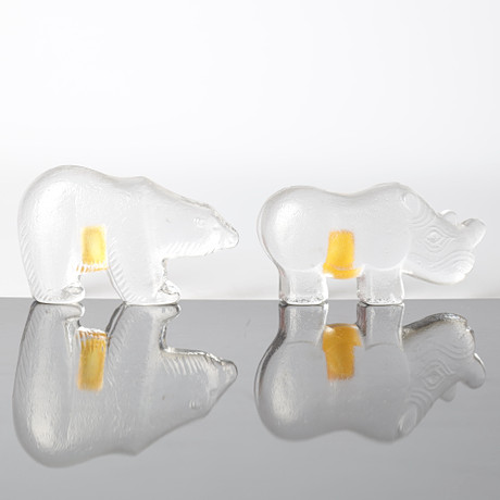 LISA LARSON. figurines, 2 pcs, glass, Royal Krona, 1900s. Glass - Other ...