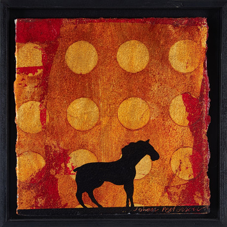 JOHAN PETTERSON. Motif of horse silhouette, oil on paper, signed. Art ...
