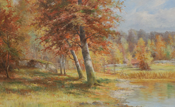 ANSHELM DAHL. Olja på duk, naturmotiv, signerad. Konst - Måleri - Auctionet