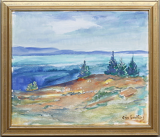 ERIC LUNDBERG. Sjölandskap. Olja på duk, signerad Eric Lundberg. Konst ...