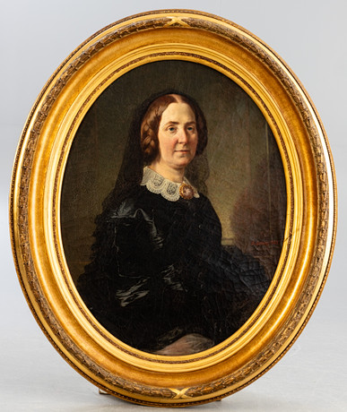 GUSTAV CURT STEVER (1823-1877). Porträtt av en dam. Konst - Måleri ...